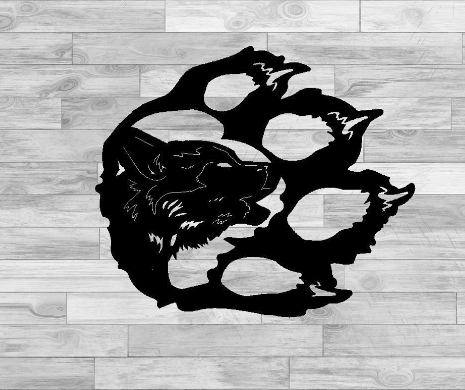 Wolf's Head Paw Print Wall Decor – Steel Tiara